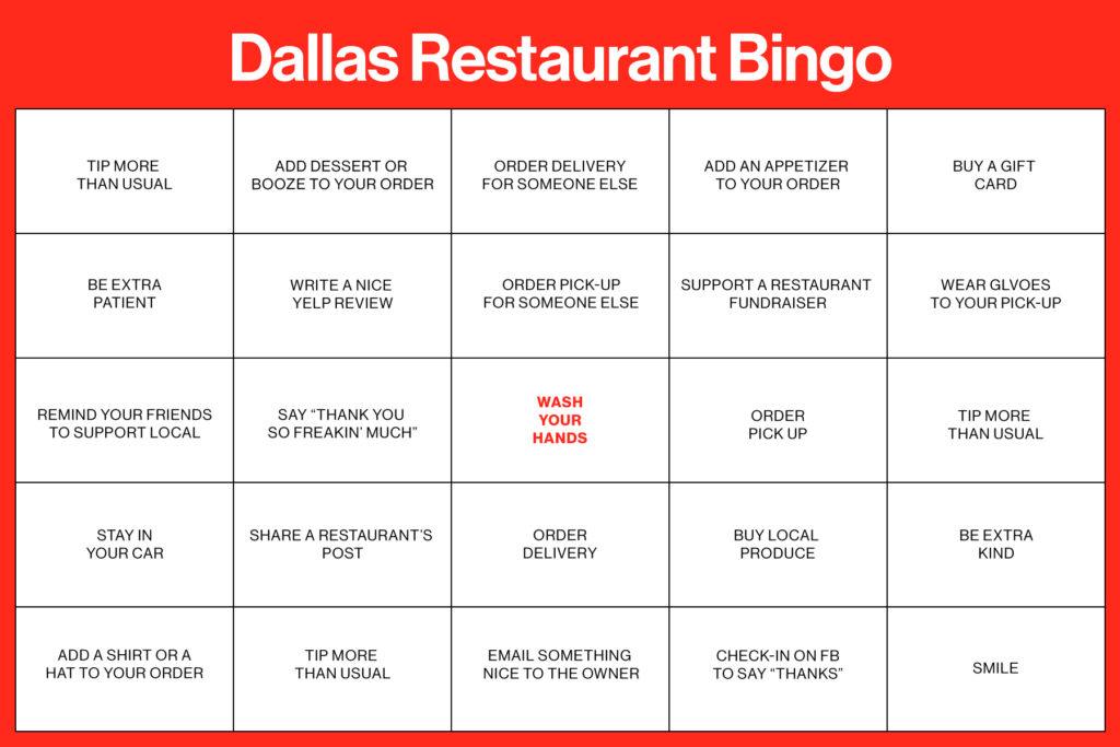 A Game That Does Good: Play Dallas Restaurant Shelter-in-Place Bingo ...