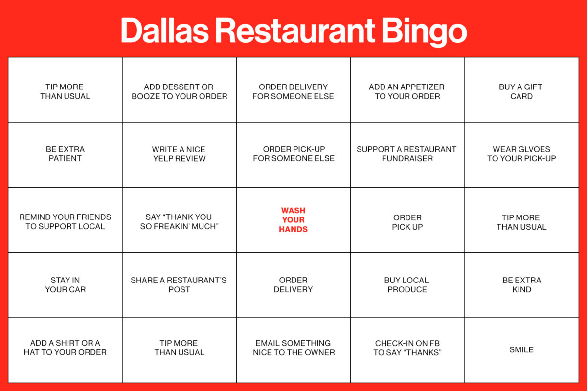 A Game That Does Good: Play Dallas Restaurant Shelter-in-Place Bingo ...