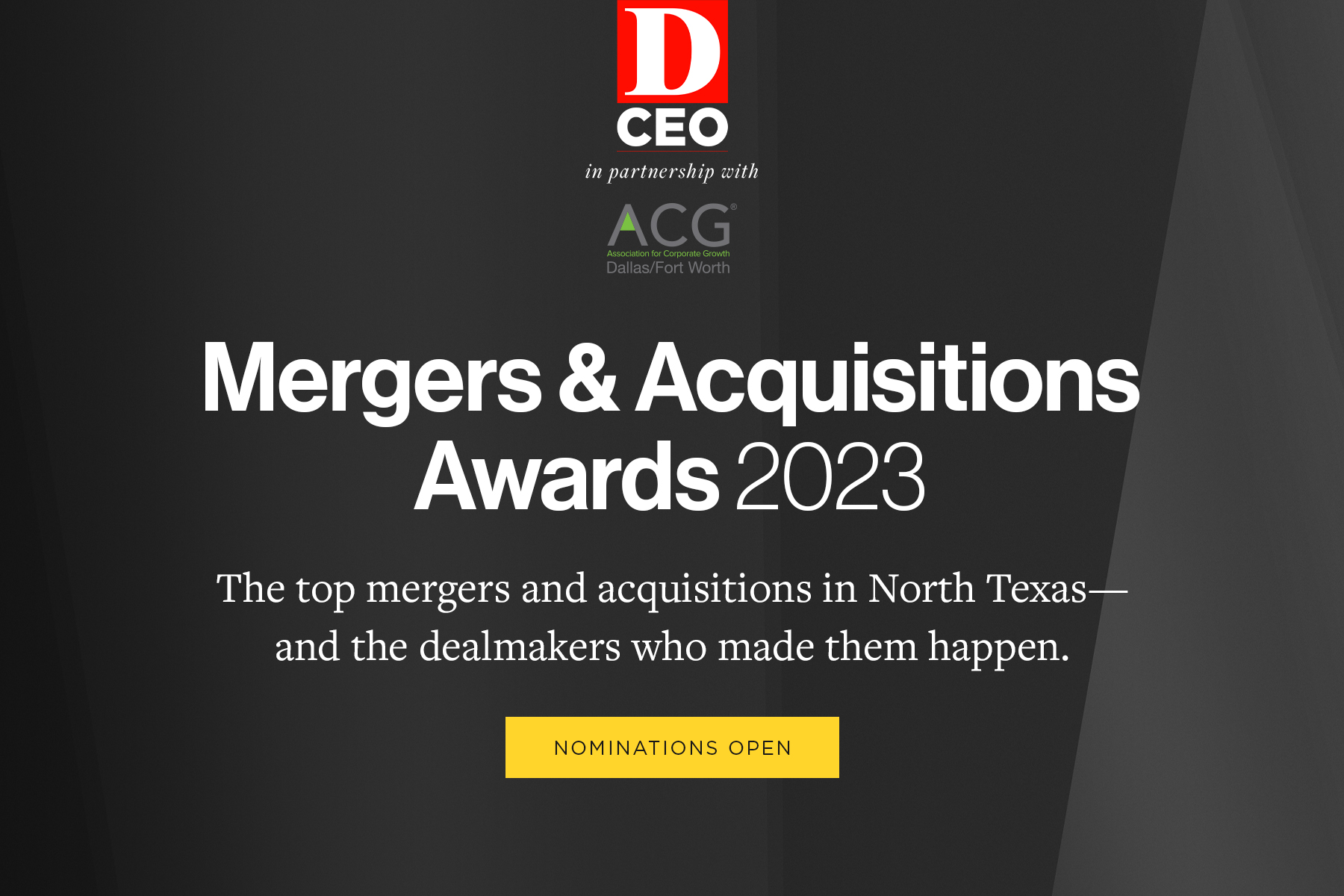 Nominate Now: Mergers & Acquisitions Awards 2023 - D Magazine